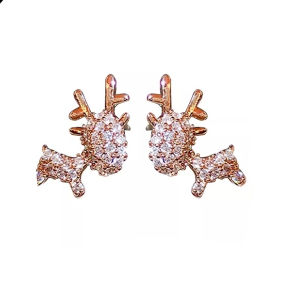 Jewelry | Rhinestone Reindeer Earrings | Poshmark